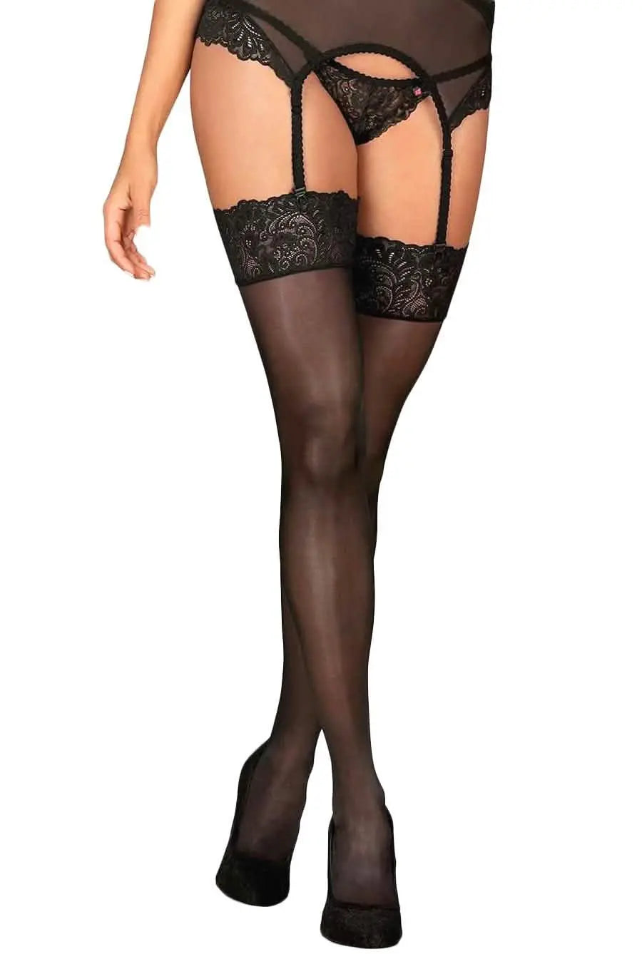 European Black Lace Top Stockings Lingerie Seduction