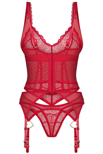 Red Lace Heart Corset & Thong Set – Lingerie Seduction